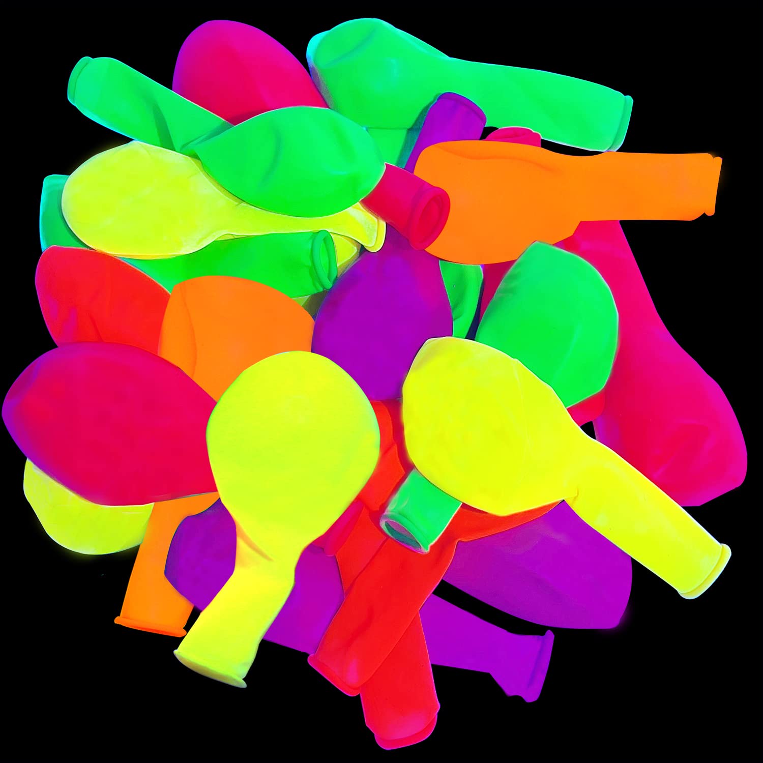 12inch UV Neon Balloons Glow in the Dark Blacklight Glow Party Balloons 5 Colors Fluorescent Latex Neon Glow Balloons for Blacklight Party, Birthday, Wedding Neon Party Supplies and Decorations