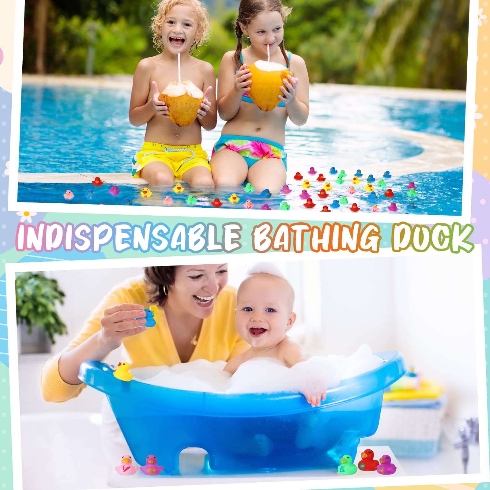 100 Pcs Mini Easter Rubber Ducks 1.57 Inch Small Rubber Ducks in Bulk Easter Bunny Egg Rubber Ducks for Easter Birthday Party Favors Bathtub Classroom Exchange Prizes