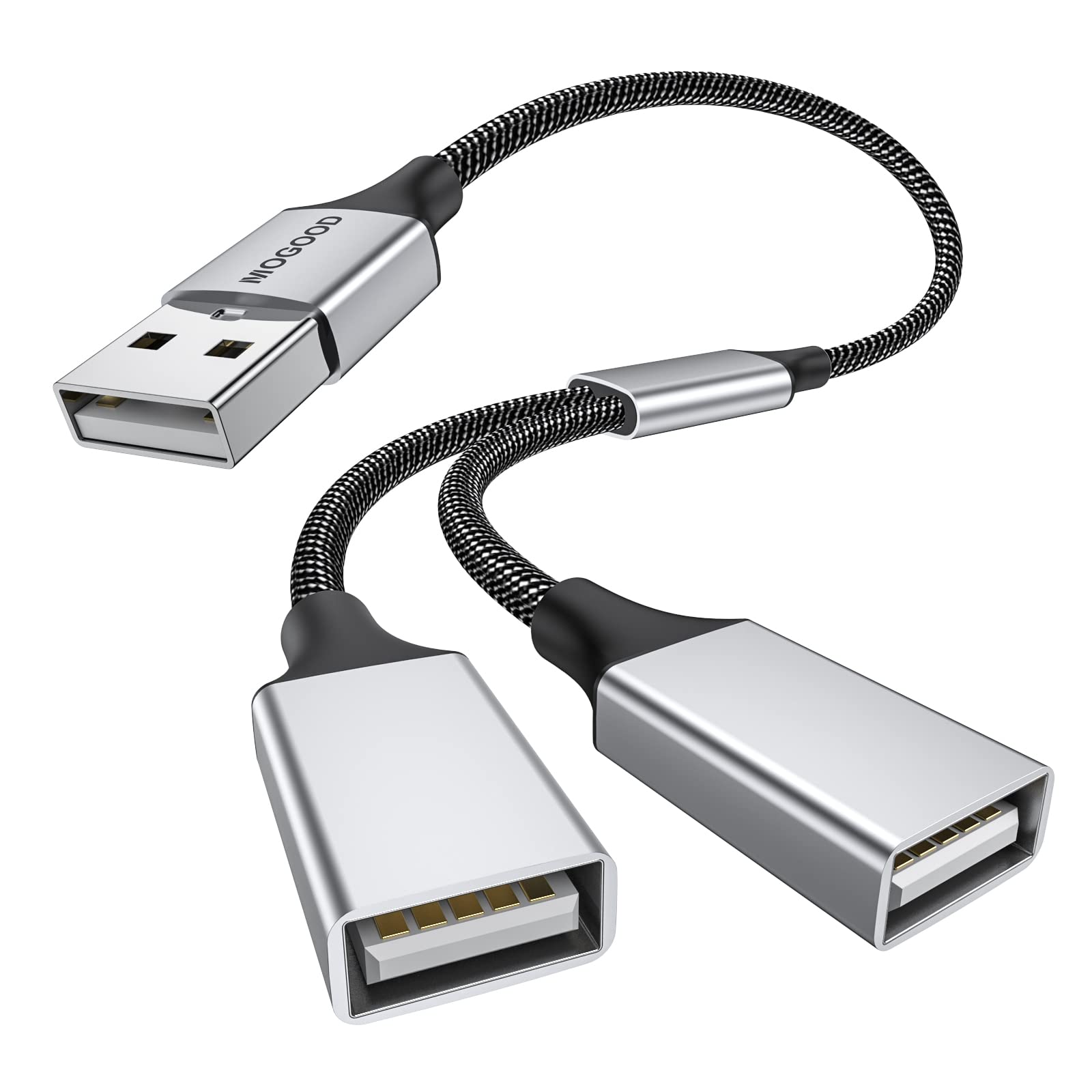 MOGOOD USB Splitter Cable USB y Splitter Adapter Dual USB 2.0 Power Cord Extension for Charging/Data Transfer/Laptop/Mac/Car