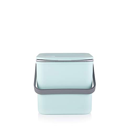 Minky Homecare Kitchen Compost Bin – Countertop Food Waste Caddy with Easy Wipe Clean Interior – Made in The UK - 3.5L (0.9 gal.) (Pastel Green)