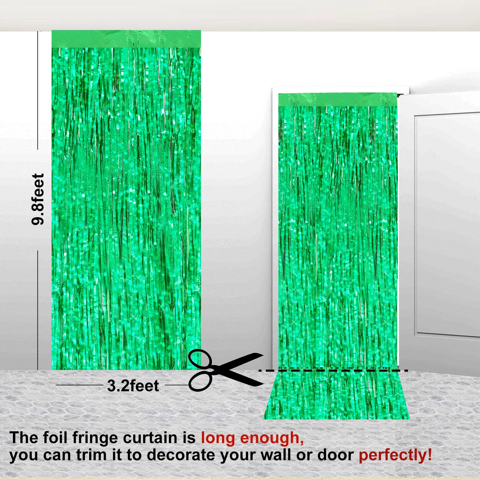 2 Pack 3.2 ft x 9.8 ft bling Black Tinsel Curtain Party Backdrop decorations, Metallic Foil Fringe Backdrop Door for Halloween, Christmas, Birthday Graduation Wedding Party Streamers Photo Backdrop.