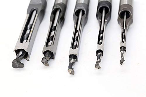 Amena 4Pcs Woodworker Square Hole Drill Bits Mortising Chisel Set,Woodworking Hole Saw Mortise Chisel Drill Bit Kit Tool Set 1/4 2/5 3/8 1/2