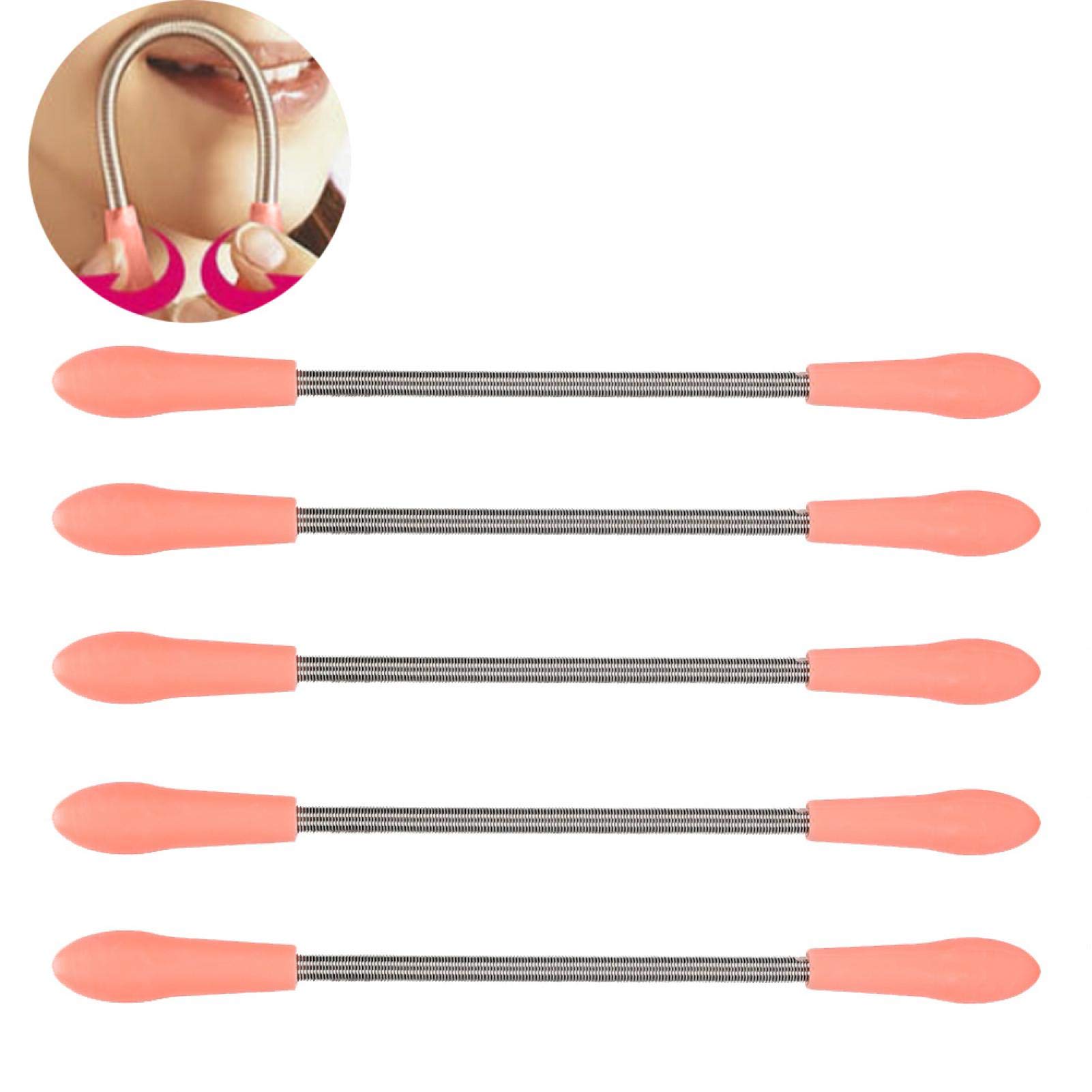 5pcs Facial Hair Remover Stainless Steel Spring Manual Epilator Threading Beauty Tool for Quick Hair Removal