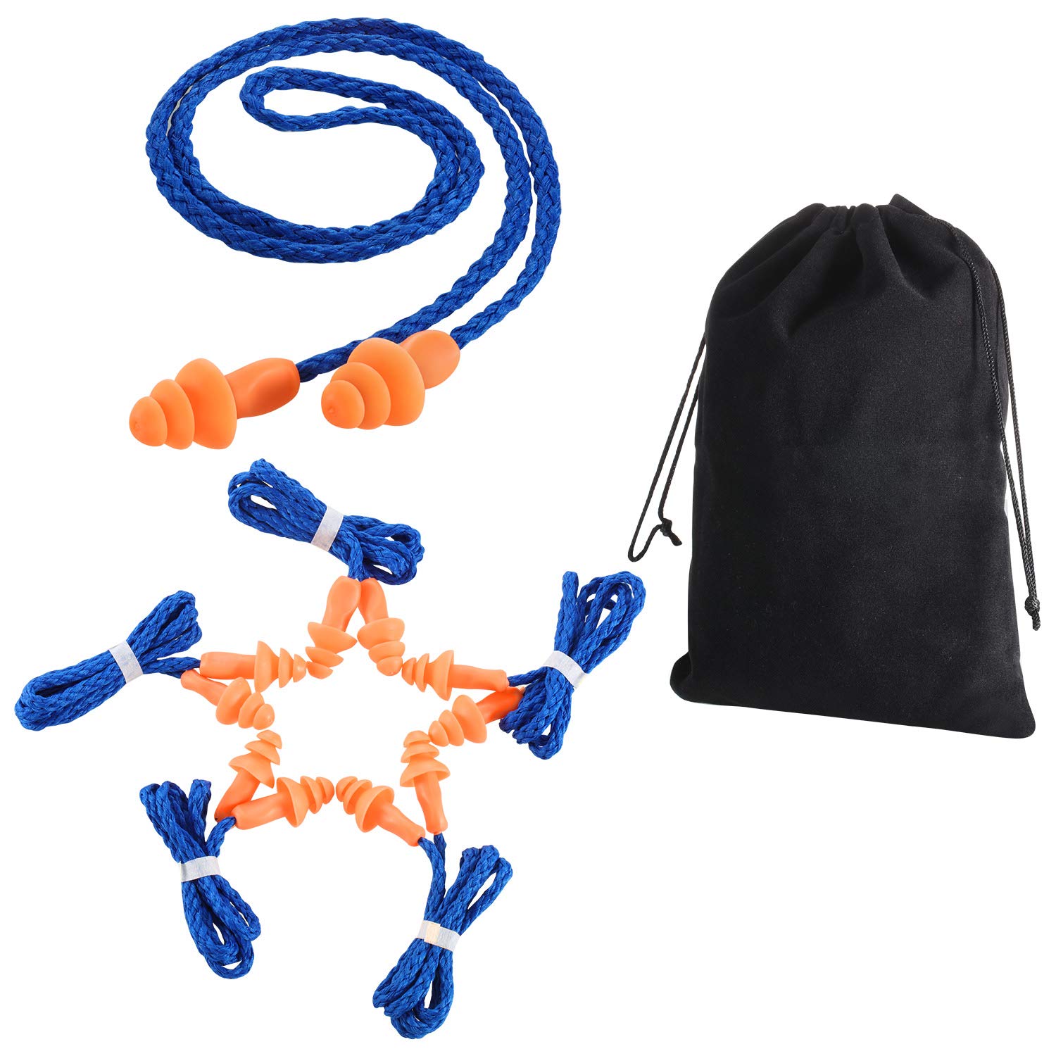 100 Pairs Corded Ear Plugs Silicone Noise Reducing Blocking Cancelling Soft Reusable Rubber Hearing Protection Earplugs for Sleeping Swimming Snoring Sports Racing