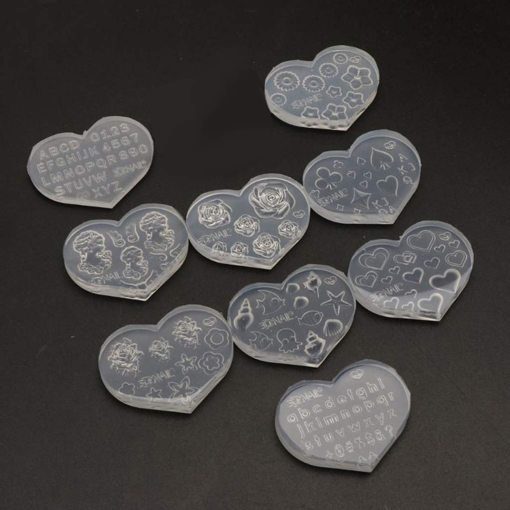HELYZQ 28Pcs Mini Nail Art Silicone Mold Leaves Flower Animals Template Resin Molds Kit