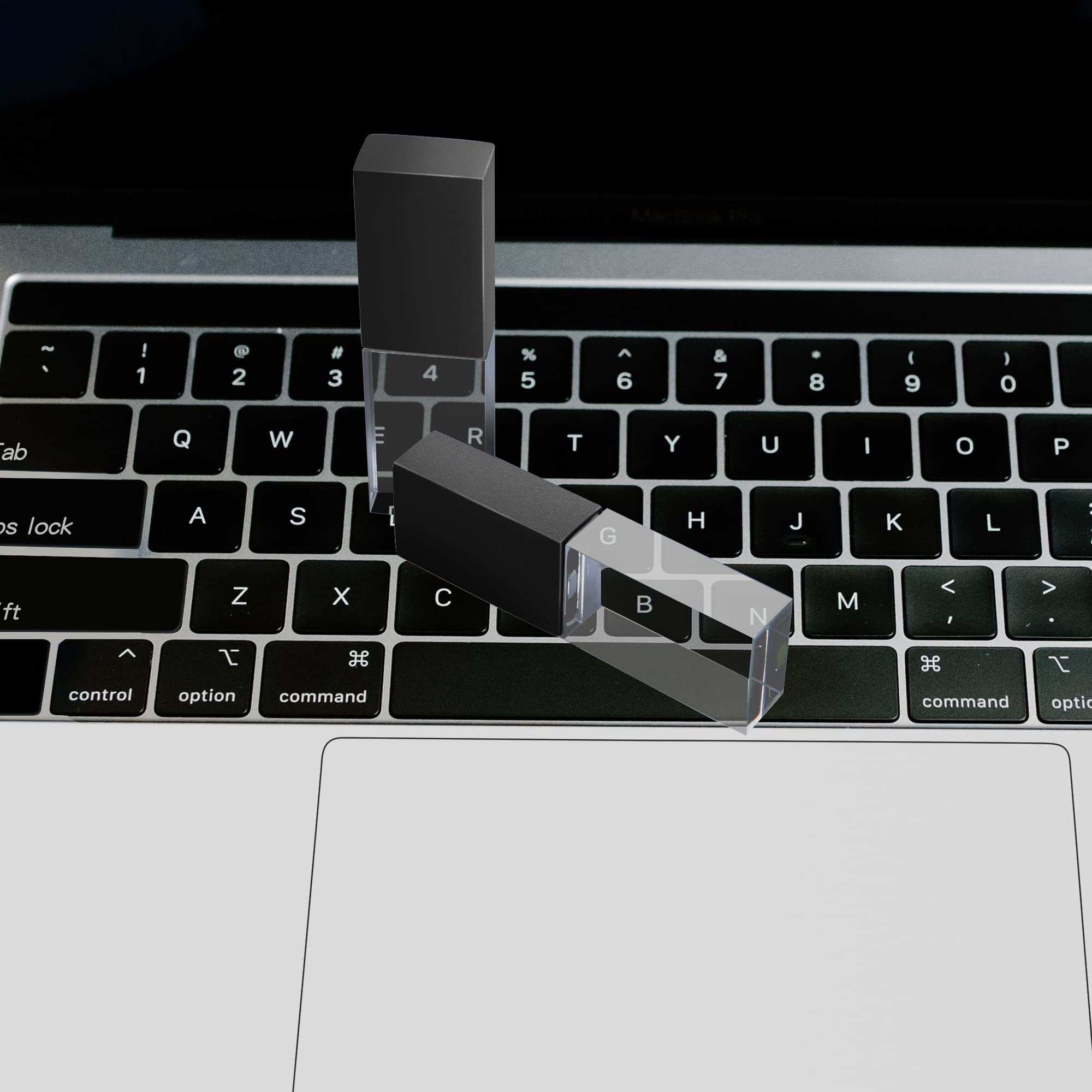 32GB USB 2.0 Flash Drive Novelty Crystal LED Light Glass Transparent Rectangle Shape Pen Drive Thumb Drive Memory Stick Memoria USB Pendrive Wedding Gift
