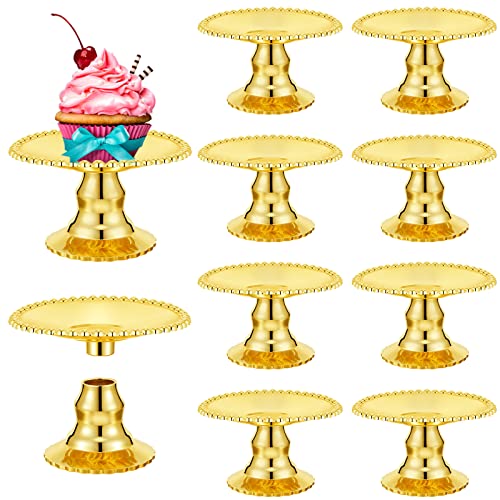 24 Pcs Gold Cake Stand Plastic Cake Plate Mini Cupcake Stand Gold Dessert Stand Cupcake Serving Plate Stand Display Cake Display Stand Cupcake Holder for Party Table Birthday Wedding Baby Shower