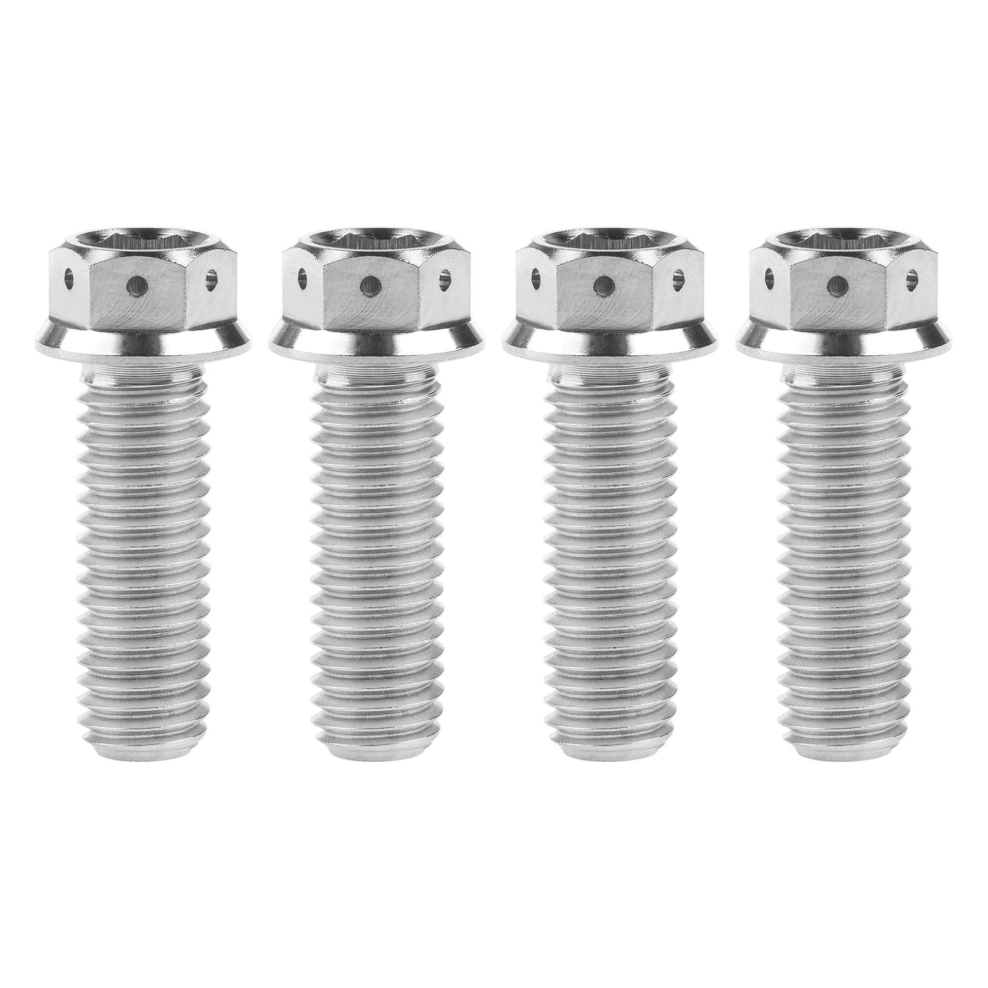 Wanyifa Titanium Flange Hex Head Bolt M8 15 20 25 30 35 40 45 50 55 60mm Screws Pack of 4 (M8x30mm, Silver)