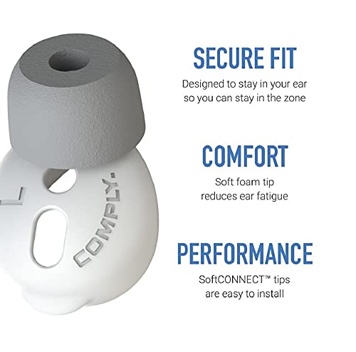 Comply SoftCONNECT Soft Foam Replacement Earphone Tips for Apple AirPods (Gen. 1 & 2), Apple Earpods, and Comparable Headphones (Large, 2 Pairs)