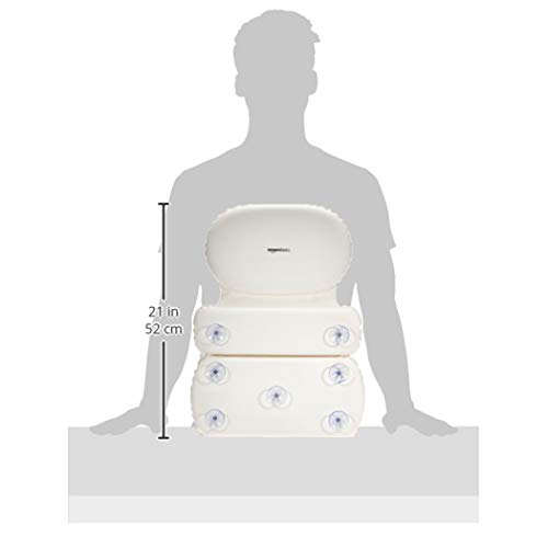 Amazon Basics Bath Tub Neck Pillow with Suction Cups, Waterproof, 3-Panel, Off-white