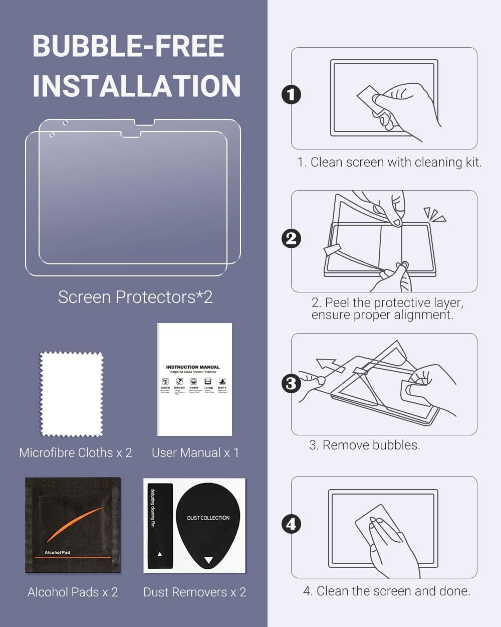 MoKo 2 Pack Sreen Protector for All-New Fire HD 10 & Fire HD 10 Plus - 10.1" (13th/11th Generation - 2023/2021 Release), Tempered Glass for Fire HD 10 Screen Protector, 9H Hardness, Glass
