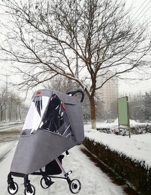 Universal Rain Cover for Baby Stroller Waterproof Windproof Rainy Weather Guard Air Holes Wind Dust Protection Breathable Shield Elastic Band Transparent Accessories with Storage Pocket