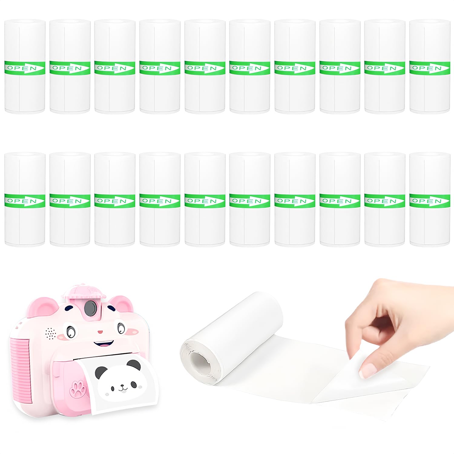 20 Roll Mini Thermal Printer Sticker Paper 57 x 25 mm Self Adhesive Thermal Paper Printable Sticker Paper Mini Pocket Printer Sticker Paper for Most Kids Instant Camera Photo Journal Notes Memo