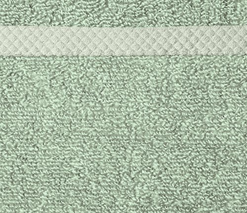Amazon Basics Cotton Washcloths, Quick-Dry, 12" x 12", 12-Pack, Seafoam Green