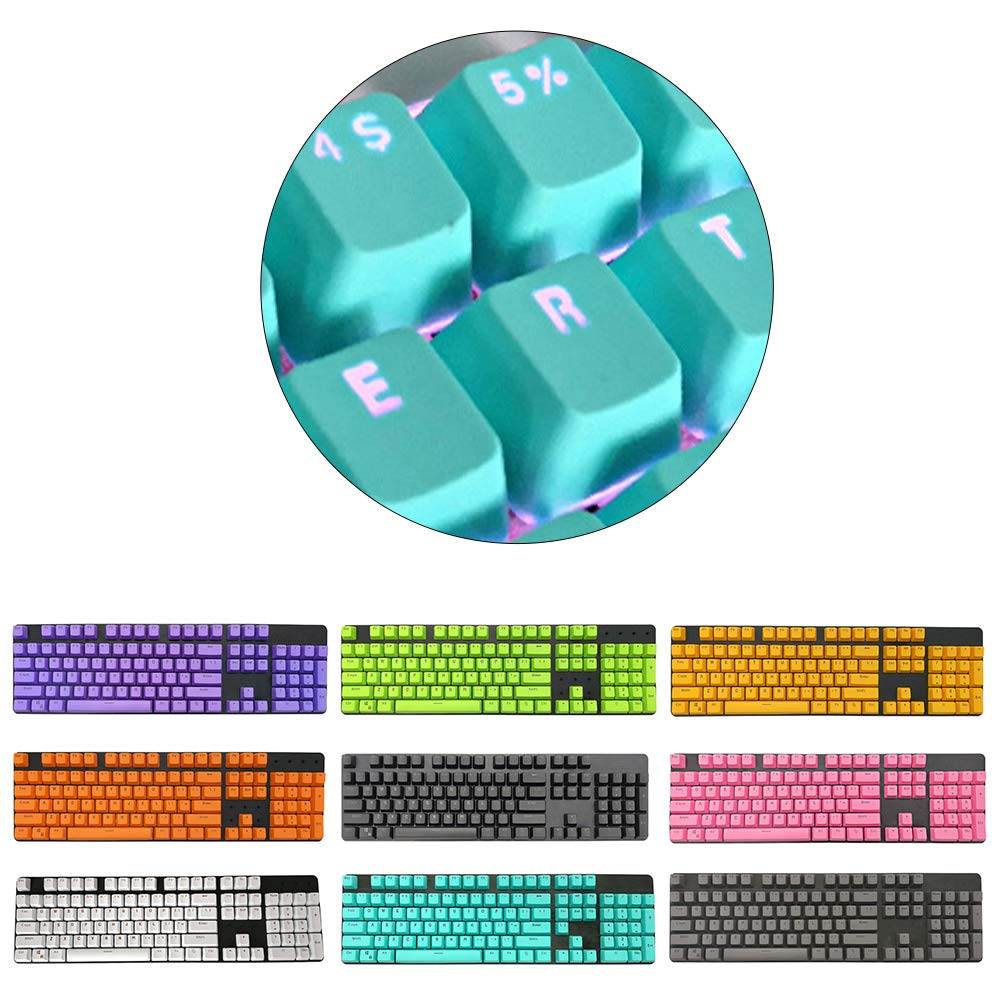 Trusway Gaming Mechanical Keyboard 104Pcs/Set PBT Universal Anti-Ghosting Backlit Key Keycaps for PC MacBook Laptop and More Update Version White