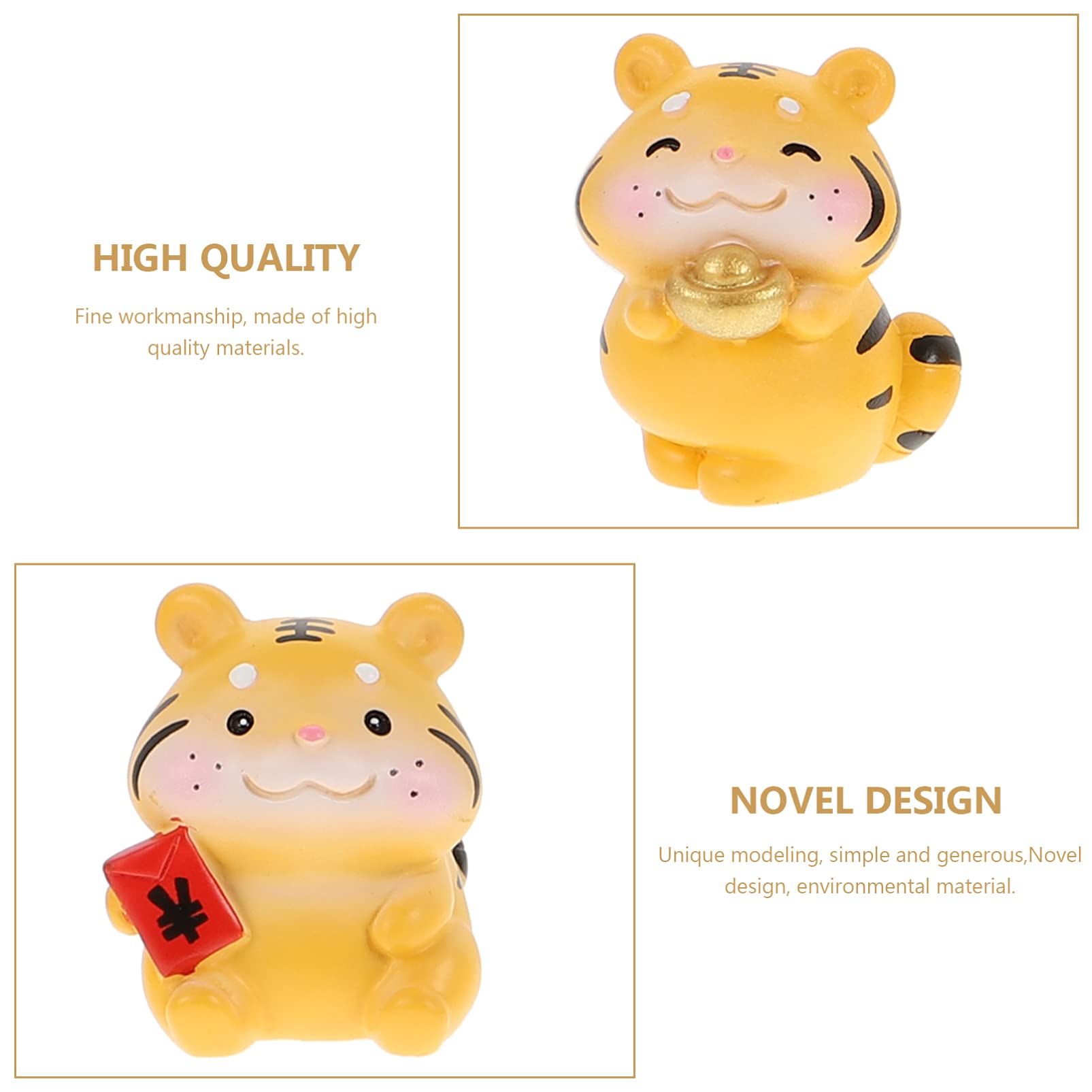 5pcs Resin Tiger Figurine Miniature Tiger Cake Toppers Artificial Micro Succulent Bonsai Animal Figure Landscape Ornaments for Desktop
