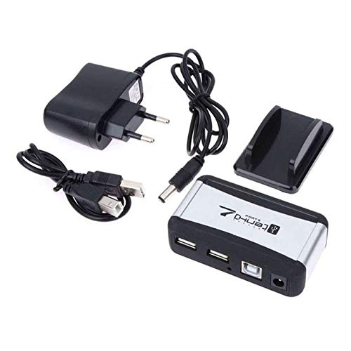 Lysee Cable Winder - AABB-EU Plug External Hub 7 USB 2.0 Ports with Multi-Socket Power Supply Slot for Notebook Pc Mac - (Color: Black)