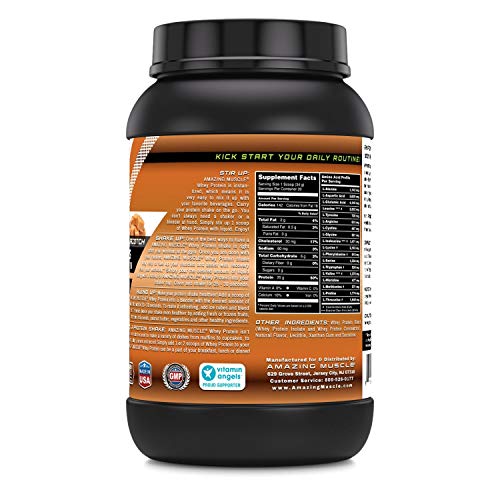 Amazing Muscle 100% Whey Protein Powder *Advanced Formula with Whey Protein Isolate as a Primary Ingredient Along with Ultra Filtered Whey Protein Concentrate (Butterscotch, 2 Lb)