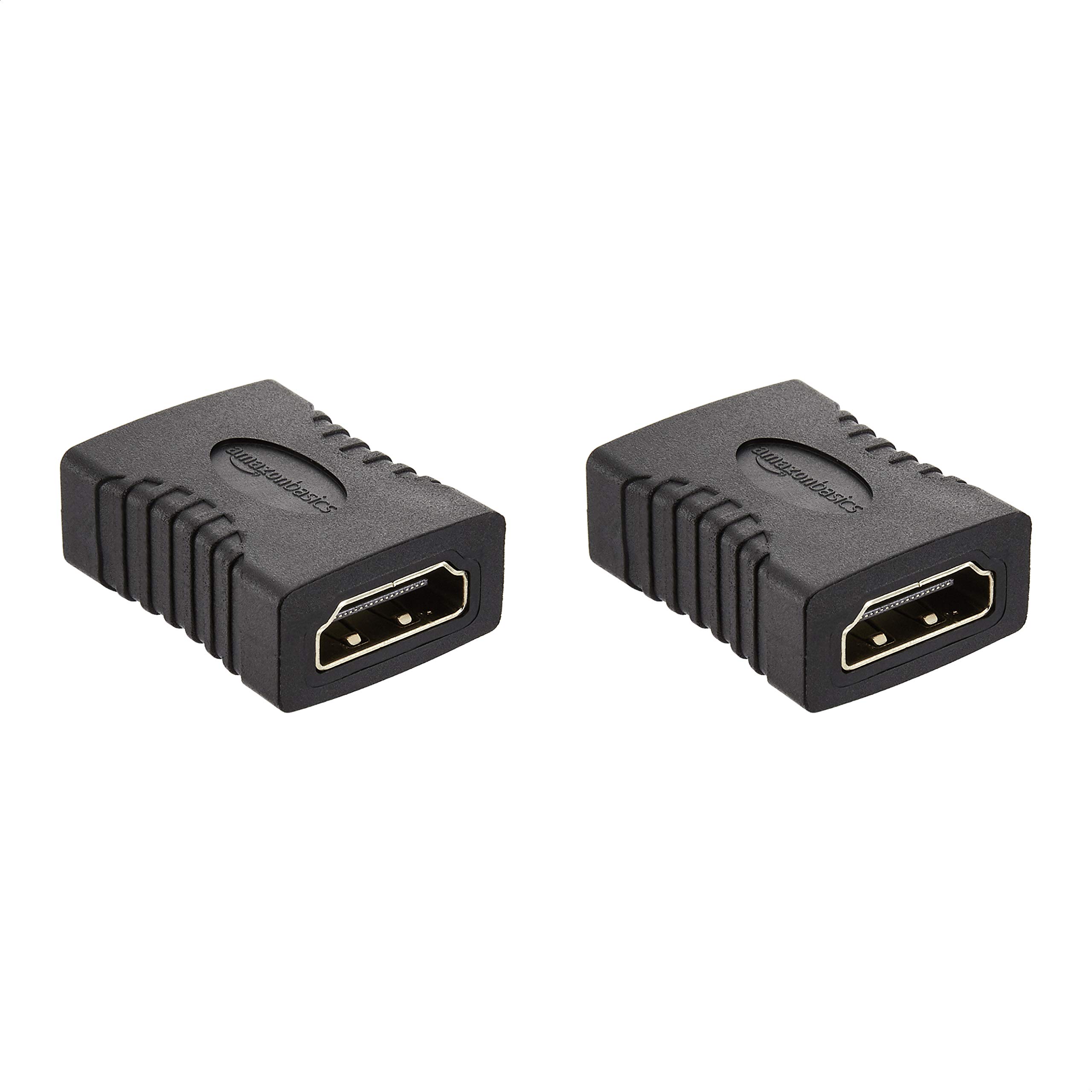 Amazon Basics Nylon-Braided 4K, 18Gbps HDMI to HDMI Cable, 25 Feet & HDMI Coupler, 29 x 22mm, Black - Pack of 2