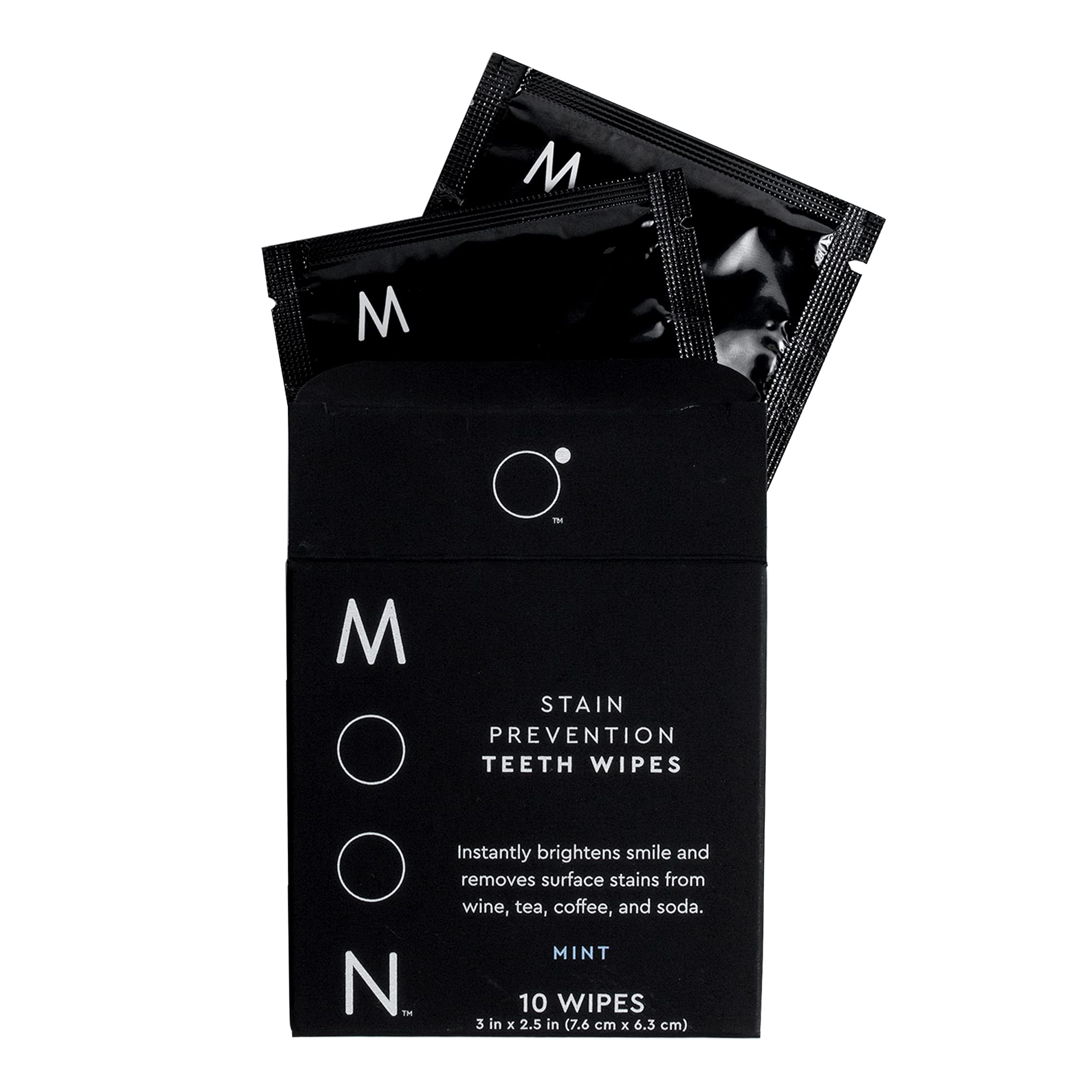 Moon Stain Prevention Teeth Wipes | Whitening + Cleansing Oral Care Wipes - 10 Wipes Per Pack