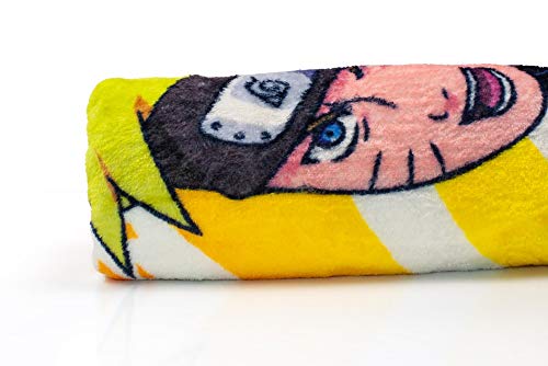 JUST FUNKY Naruto with Kanji Symbols Large Anime Fleece Throw Blanket | Official Naruto Throw Blanket | Collectible Anime Throw Blanket | Measures 60 x 45 Inches