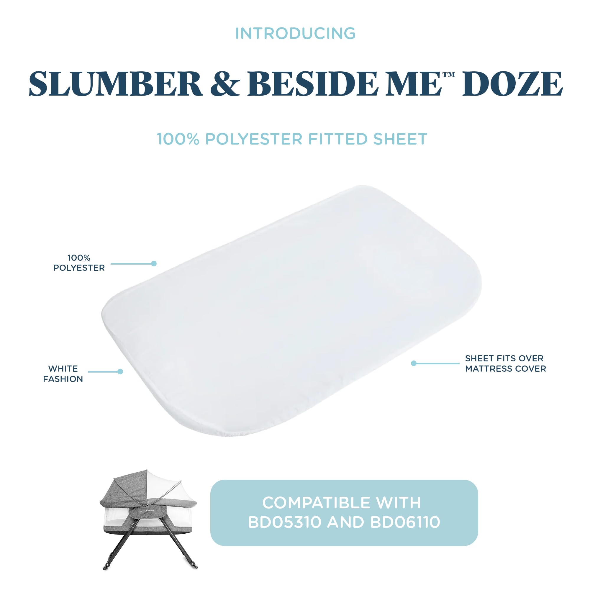 Baby Delight Slumber and Beside Me Doze Sheet, for Bassinet, Machine Washable, White