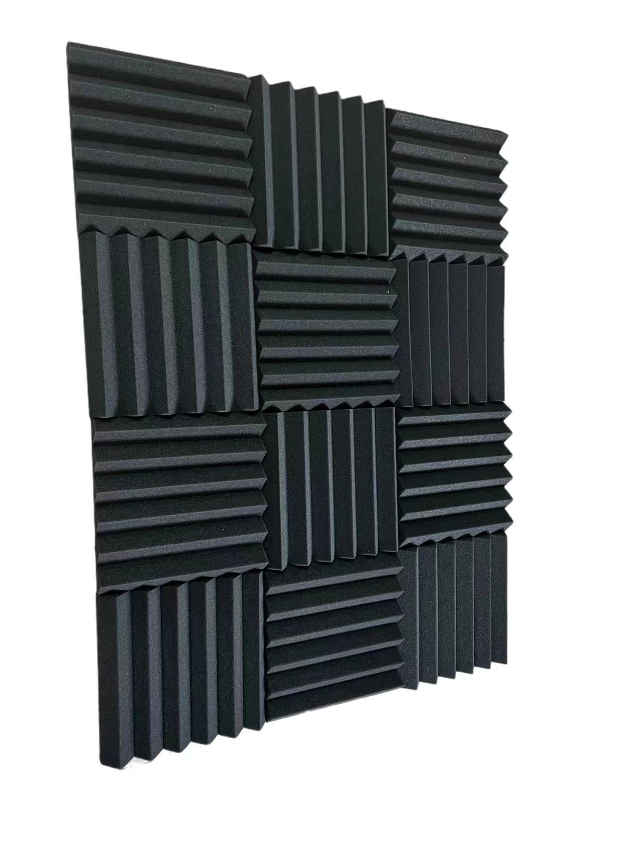 12Pack Black 12 "X 12 "X2" Acoustic Panels Studio Soundproofing Foam Wedge Tiles