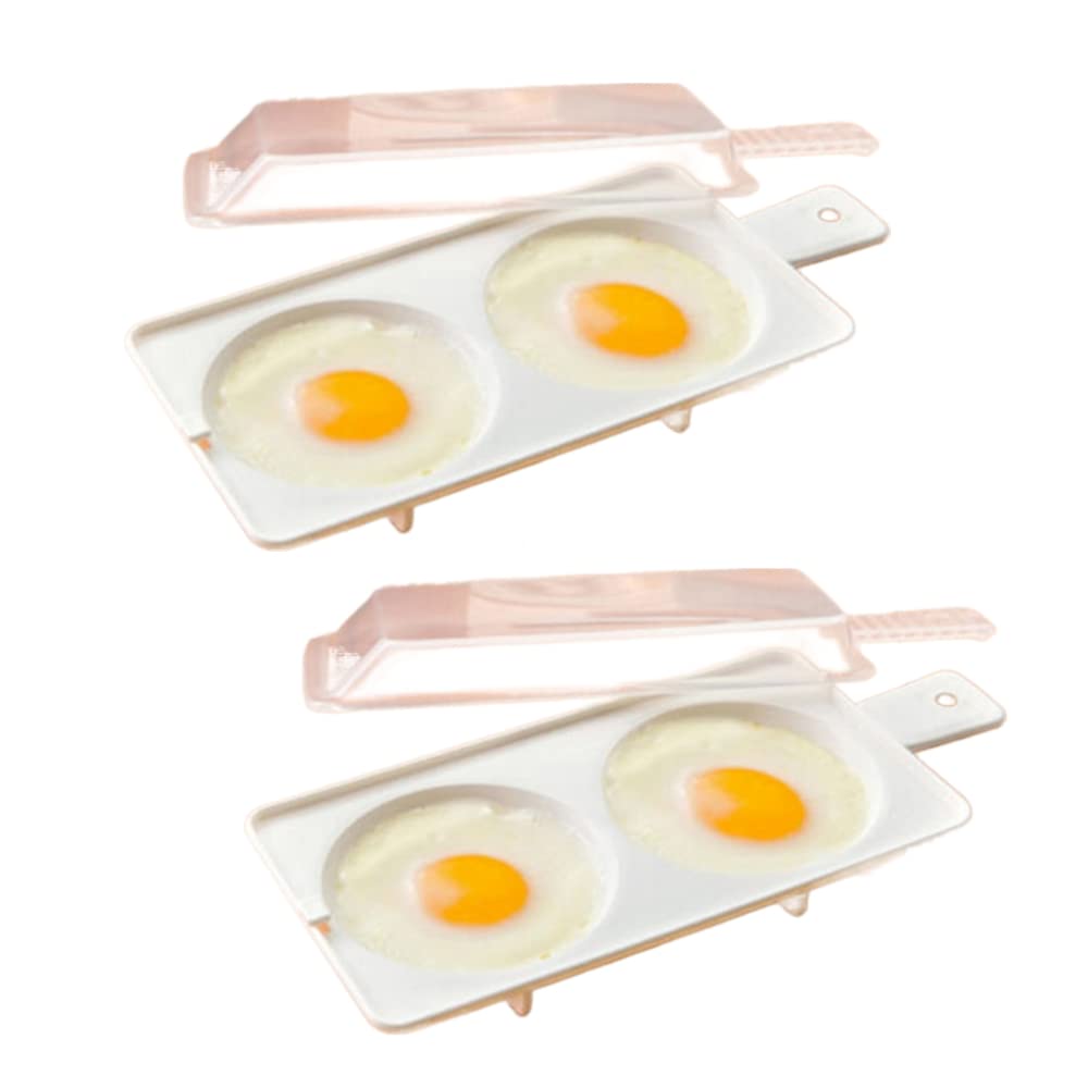 2 Pack Microwave Egg Poacher, Egg Cooker Poacher with 2 Cavity Egg Boiler Boil Steamer Kitchen Tool