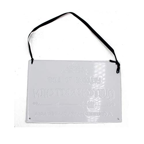 Funly mee Welcome to Camp Hanging Decorative Black Metal Sign 11.8×7.87 (inches)