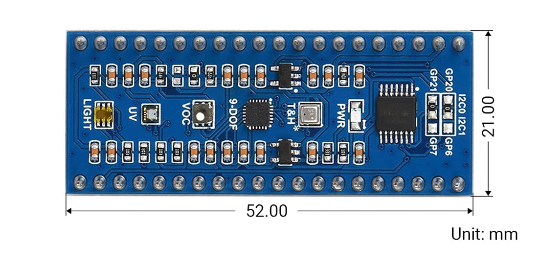 Coolwell Environment Sensors Module for Raspberry Pi Pico Series, I2C Bus, Onboard TSL25911FN Light Sensor,BME280 Sensor,ICM20948 Motion Sensor,etc