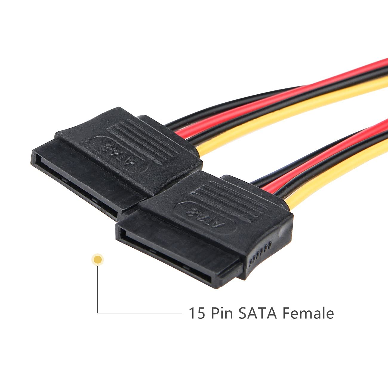 SATA Power Splitter, 3 Pack 15 Pin SATA Male to Dual 15 Pin Female Power Y Splitter Cable Adapter UIInosoo for Hard Drive, HDD, SSD, 9.8 Inches