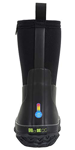 MCIKCC Unisex-Child Kids Waterproof Winter Rain Boots, Classic Youth Insulated Neoprene Rubber Boot for Toddler Boys Girls,Black,Size 6
