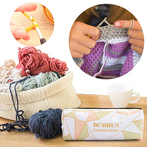 BCMRUN Crochet Hooks Set,14 PCS 2mm(B)-10mm(N) Ergonomic Soft Grip Handles Yarn Knitting Needles Kit with Case for Arthritic Hands, Extra Long Knit Needles, Best Gift for Women