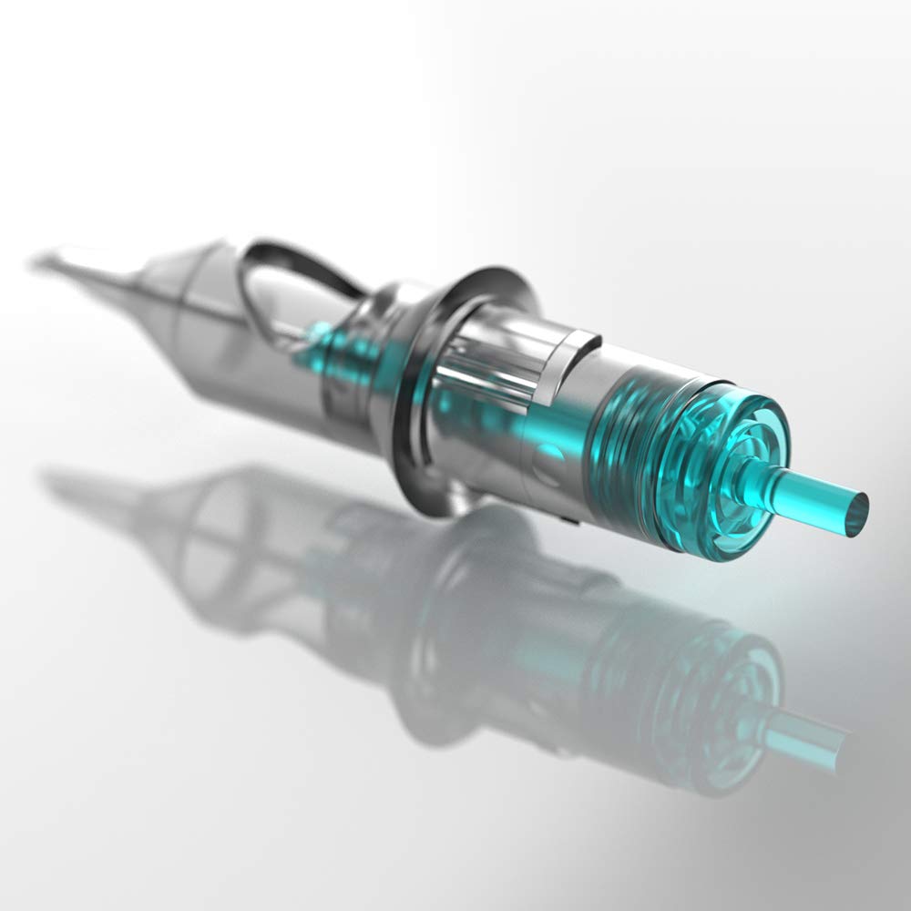 STIGMA Aquamarine Knight Tattoo Cartridges #10(7RL) 20Pcs Bugpin Disposable Tattoo Needle Cartridges with Membrane Round Liner EN02B-20-1007RL