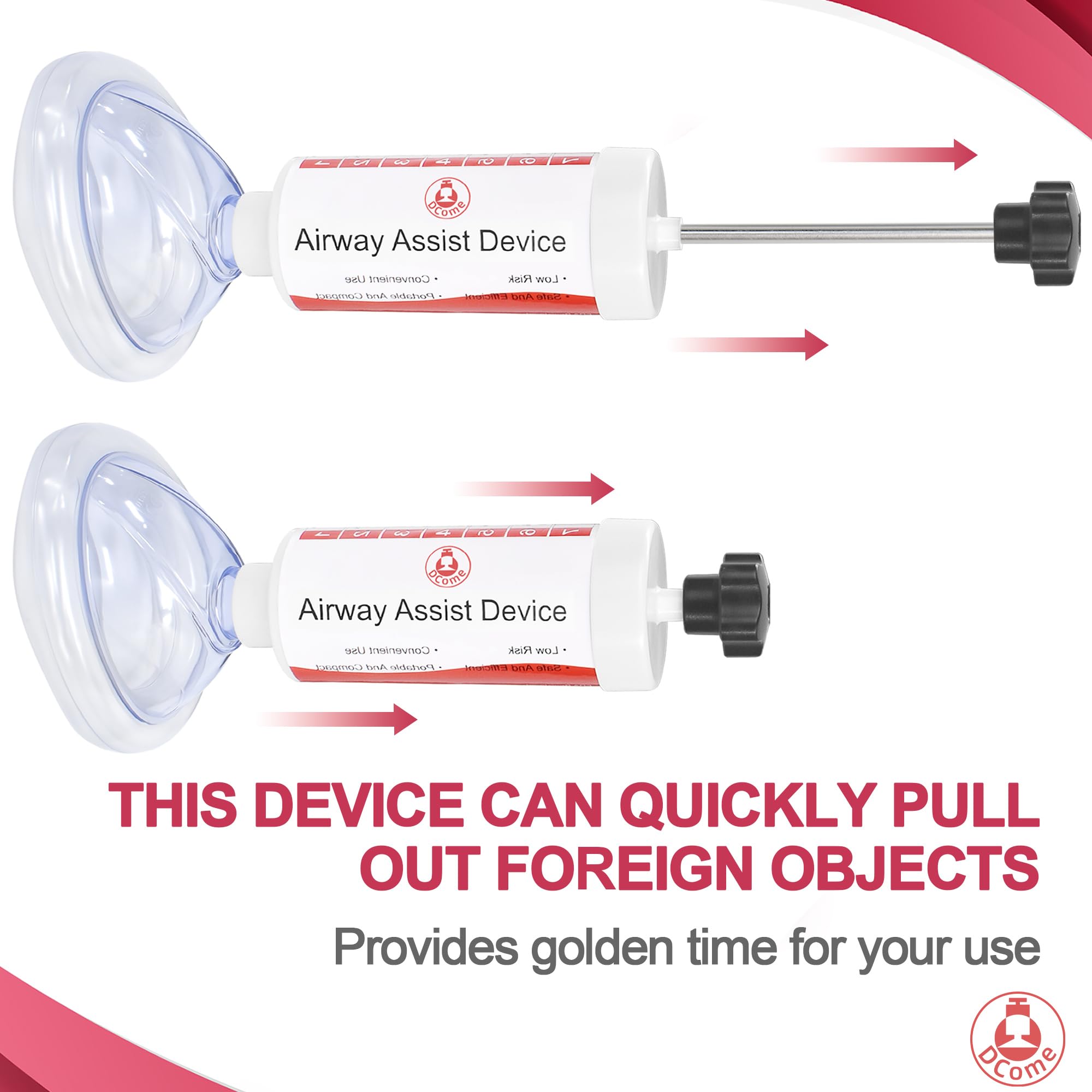 DCome Child & Adult Removal Suction Apparatus for Removing Blocked Objects, Effective & Portable Device with 4 Size Masks, Easy to Carry, Safe & Strong, Authorized US Patented Product