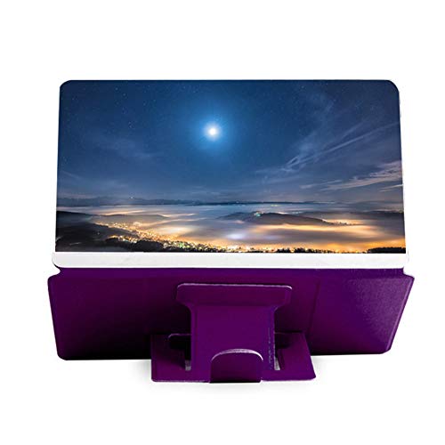 MOHALIKO Screen Magnifier, Phone Screen Magnifier, 8inch Desktop HD Phone Screen Magnifier Video Enlarge Amplifier Stand Holder for All Smart Phone Model Purple
