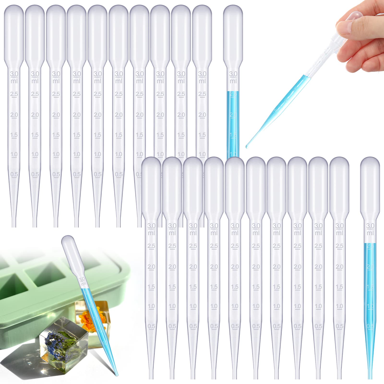 100 Pcs 3 Ml Plastic Transfer Pipettes Disposable Calibrated Dropper Pipettes Dropper 6 Inch Droppers for Essential Oils Transfer Pipettes for Science Laboratory DIY Art Water Liquid Makeup