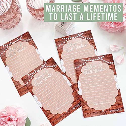 50 Rustic Wedding Advice Cards - Wedding Card Boxes For Reception, Wedding Guest Book Alternative, Advice Cards For Bride and Groom, Bridal Shower Games For Guests, Advice For the Bride Wedding Games