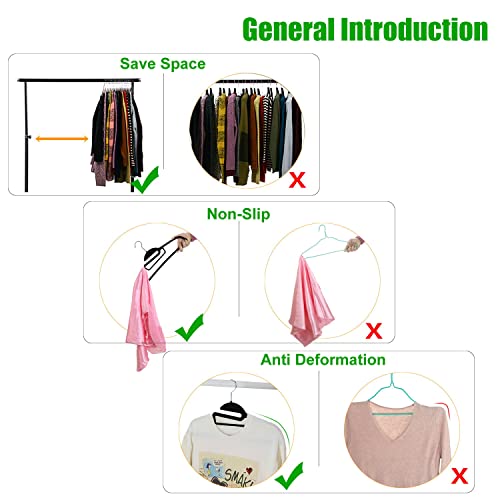50 Pack Non-Slip Velvet Hangers Suit Clothes Hanger Space Saving Hangers 15~20LBS Heavy Duty Hangers 17.7inch (Black)