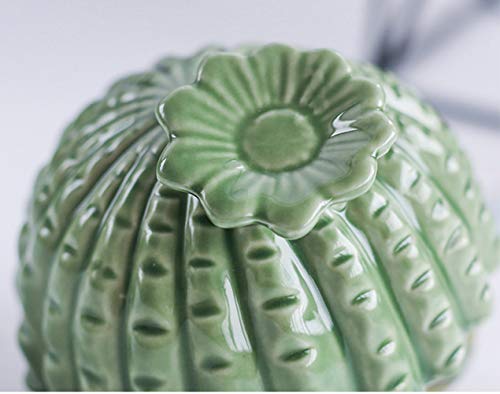 Ceramic Relief Cactus Shape Candy Dish Snack Food Storage Jar with Lid