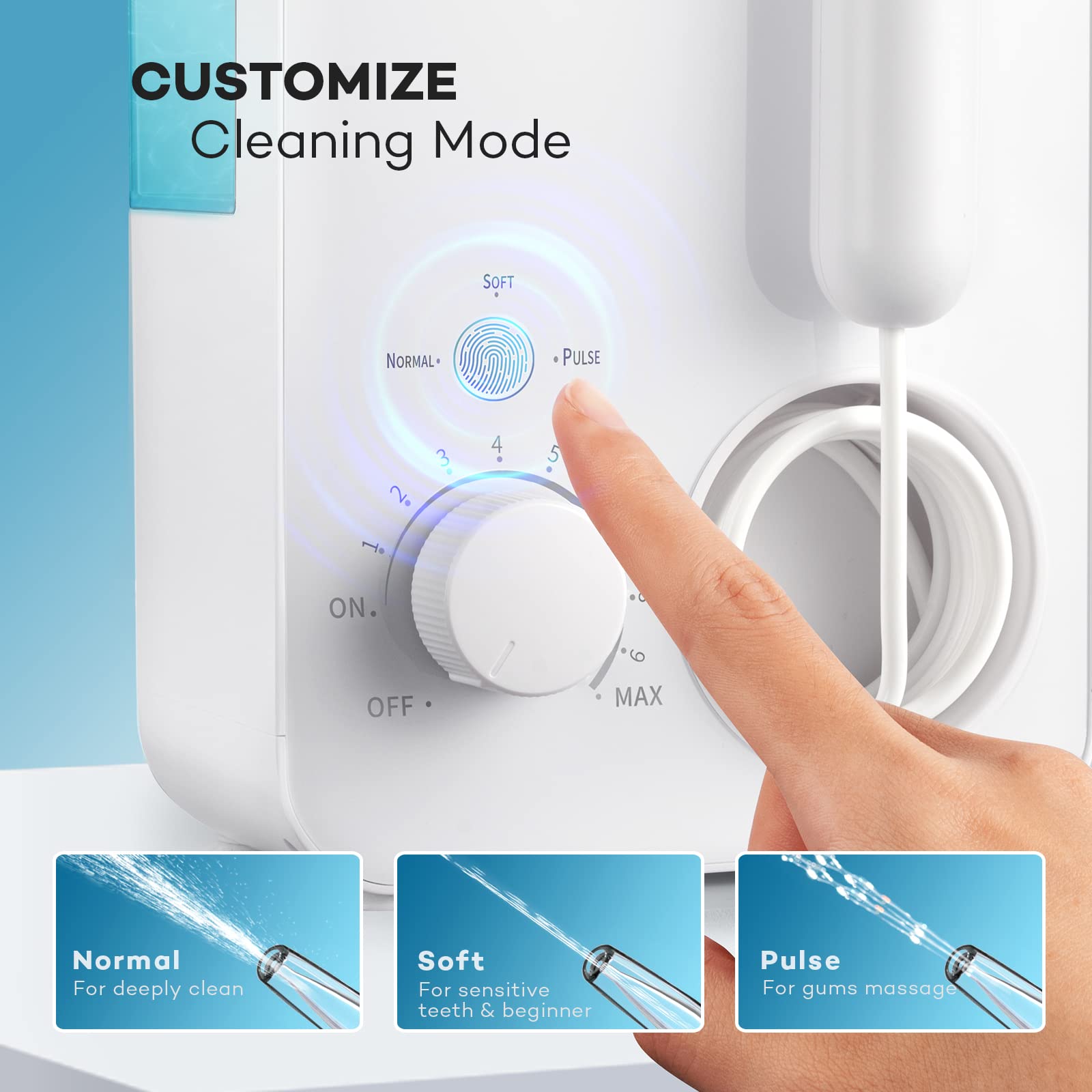 Water Flosser Picks for Teeth Cleaning, 3 Flossing Modes & 10 Pressures Professional Electric Water Flossers for Teeth, Braces, Gums, Kids, Adults, 7 Water Jet Tips Included for Multiple Dental Care