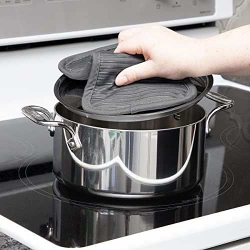 All-Clad Premium Pot Holder & Heating Pad, (2-Pack) Heat Resistant to 500 Degrees, 100% Cotton 10"x6.25" for Kitchen and Barbeque, Pewter