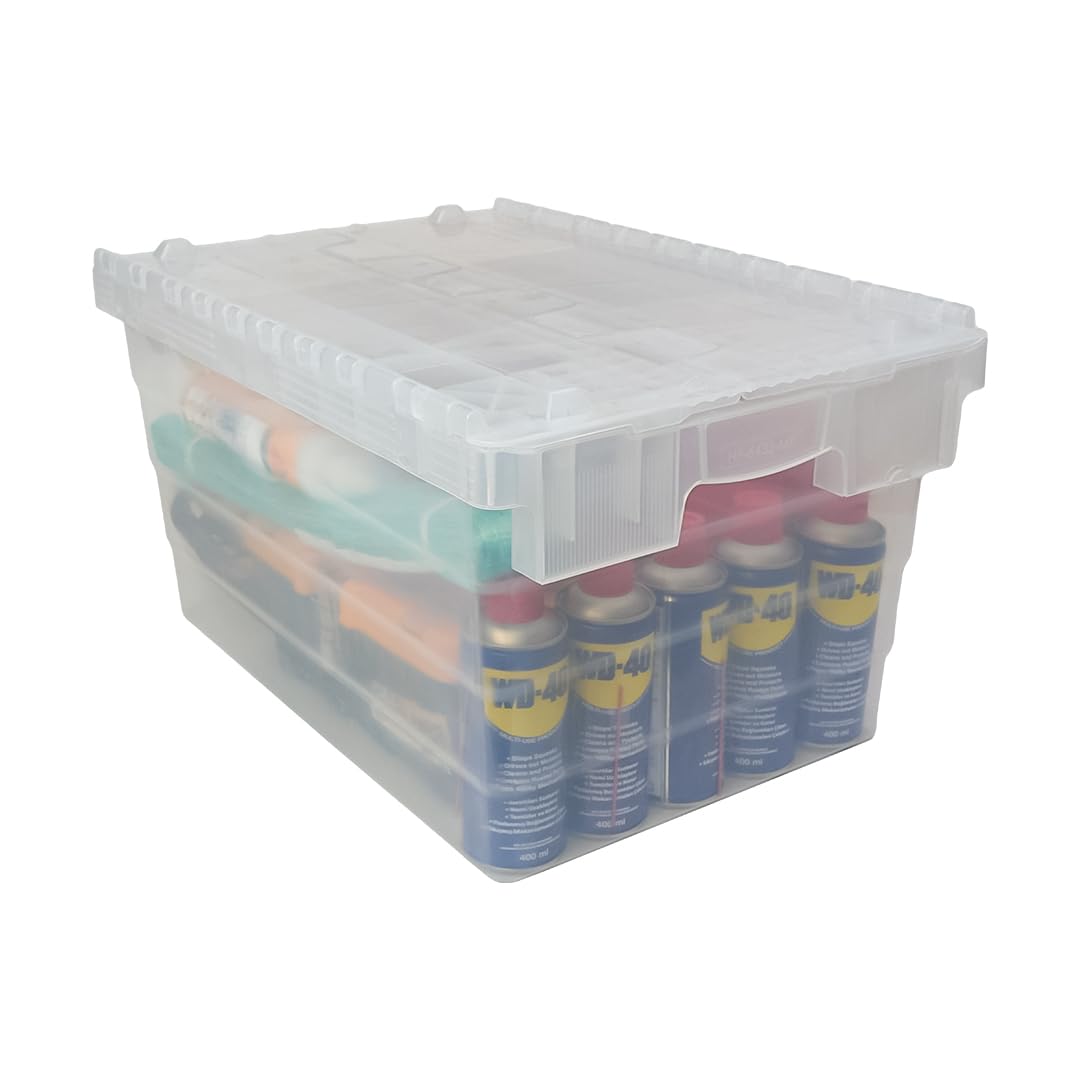2-PACK Optimax Clear Storage Bin with Lid - 12 Gallon Tote for Garage, Home, Office, Toys - Durable Stackable Box (12"x14"x9") (KeepBox, 2.0, Count)