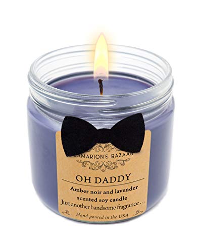 Oh Daddy Candle - Amber Noir + Lavender Fragrance - Large Soy Candle with Tuxedo Decor in a Kraft Box