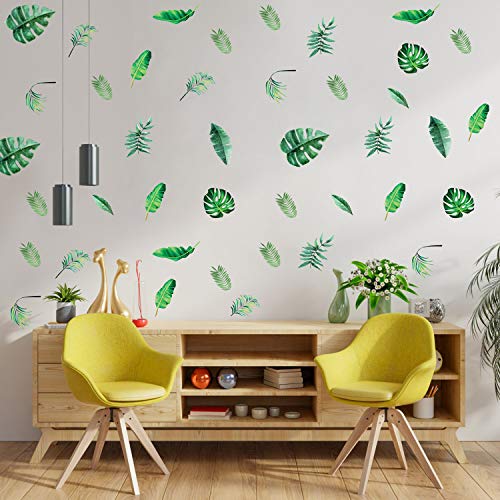 Dorakitten Leaf Wall Decals, Dorakitten Sunflower Wall Stickers DIY Tropical Palm Leaf Wall Art Decal Waterproof Leaf Stickers for Kitchen Bathroom Living Room