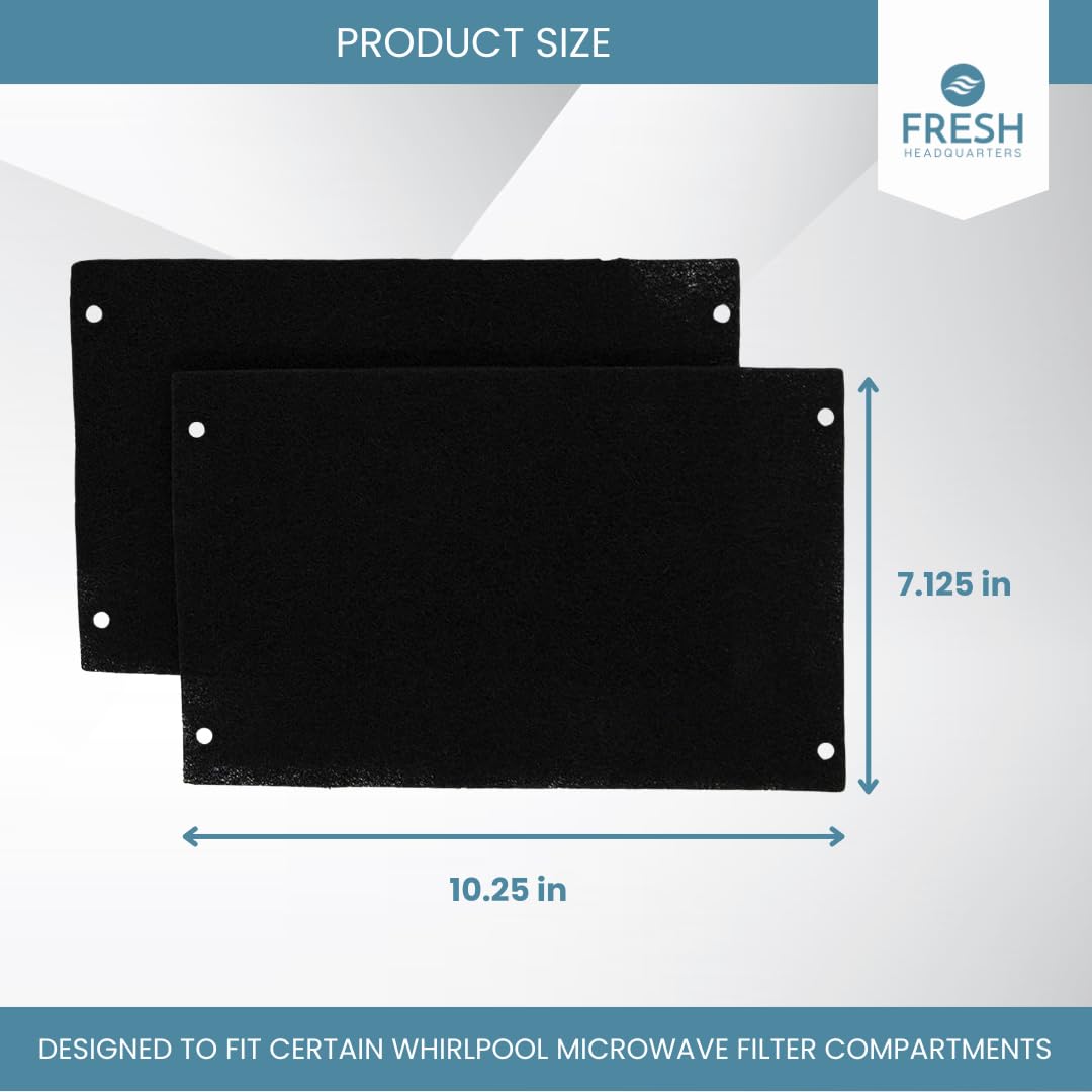 2 Pack Replacement Air Filters for Whirlpool Low Profile Microwave Oven β Activated Charcoal Filters for Over the Range Microwave Hood Models WML55011HS and WML75011HZ (Whirlpool 10.25"x7.125")