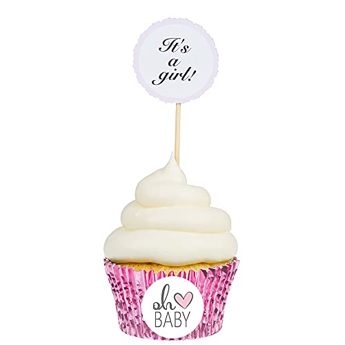 270 PCS Pink Baby Shower Stickers, 6 Design Self Adhesive Circle Label Stickers,Baby Shower Envelope Seals Candy Stickers,Baby Shower Party Chocolate Stickers,Candy Stickers.(012)