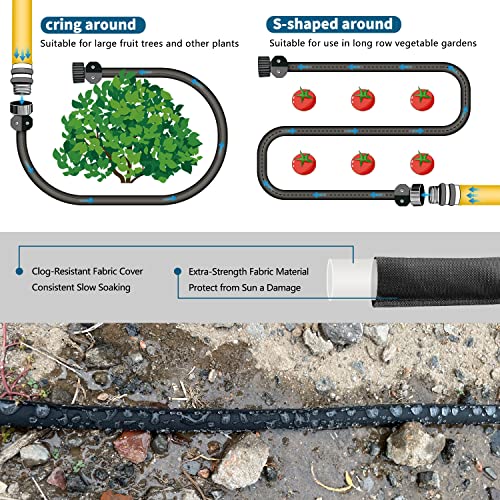 4 Pack Flat Soaker Hose 25FT for Garden Beds, Cloth Soaker Hose for Efficient & Effective Watering of Plants β Garden Soaker Hoses with Heavy Duty & Easy to Install (25ftx4)