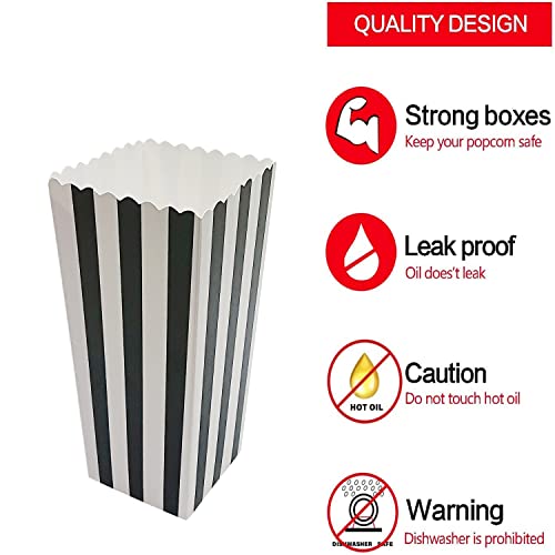 36 Pcs Popcorn Boxes Mini Paper Popcorn Box Cardboard Popcorn Container for Party, White and Black Stripes