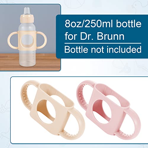 2pcs Baby Bottle Handles for Dr Brown Narrow Baby Bottle, Soft Comfortable Material Silicone BPA Free for Dr Brown Bottle with Easy Grip Handle Over Six Months Baby (Light Pink, Creamy White)